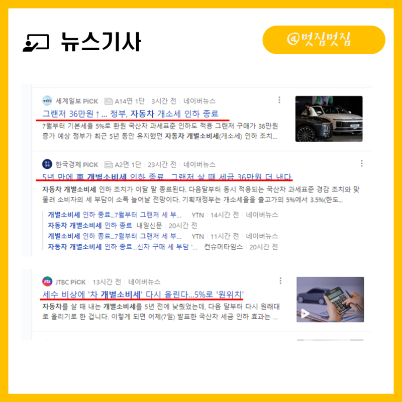 자동차 개별소비세 인하 종료와 자동차 과세표준 하향조정 네이버 블로그