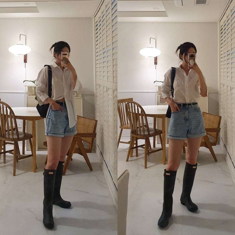 헌터 레인부츠 톨 사이즈팁 매장 And 여자 여름코디 내돈내산 네이버 블로그