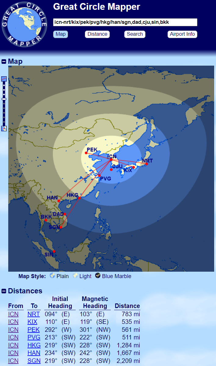 항공권 연구를 위한 도구 GCMAP (Great Circle Mapper ) 사용법 : 네이버 블로그