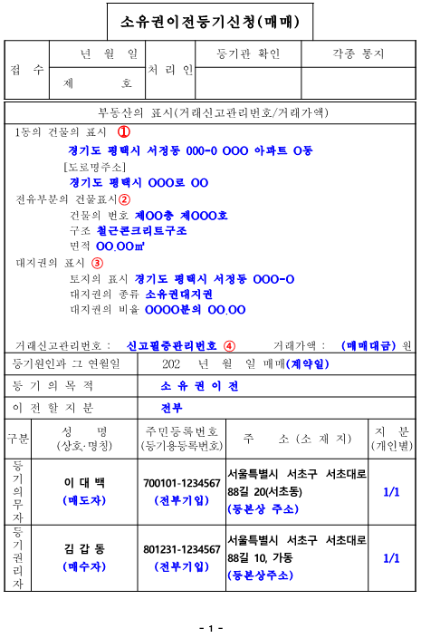 소유권이전등기신청서 쉽게 작성하는방법 셀프등기 네이버 블로그