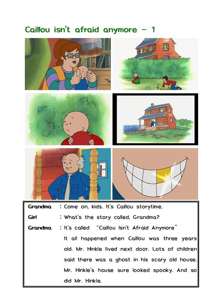 [소소맘 자료 나눔] Caillou isn't afraid anymore : 네이버 블로그