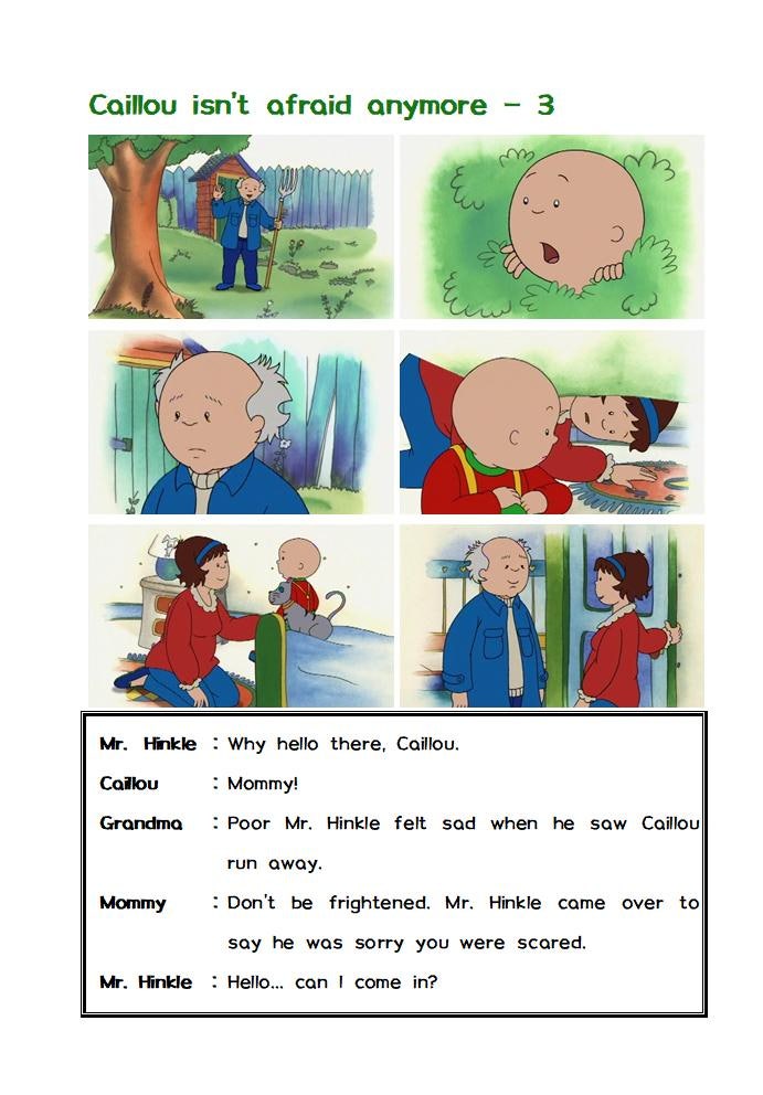 [소소맘 자료 나눔] Caillou isn't afraid anymore : 네이버 블로그