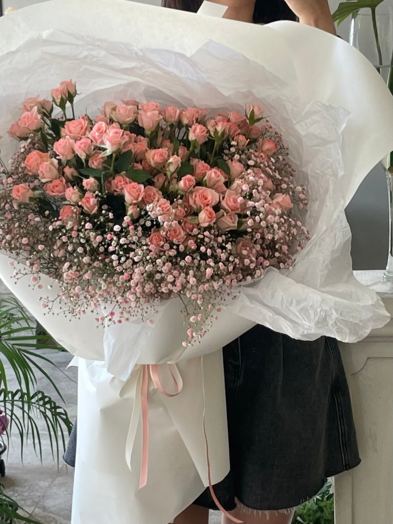 대형꽃다발 24 햇살로즈 백송이 장미안개꽃 꽃다발 광주 프로포즈 자이언트 꽃다발 광주 백운동 꽃집 네이버 블로그