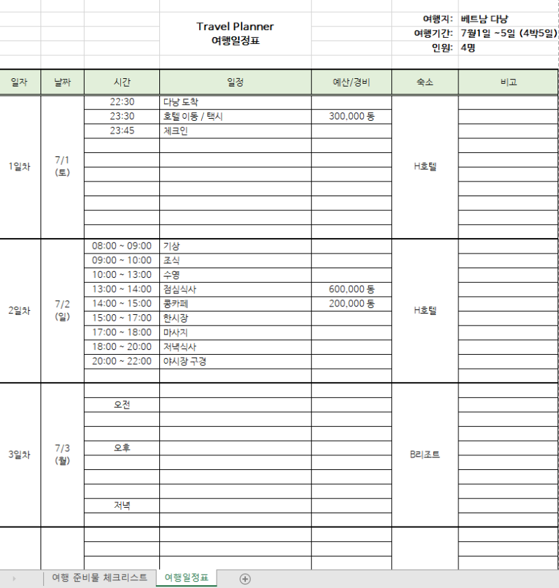 해외여행 준비물 체크리스트 엑셀파일 공유 무료배포 네이버 블로그