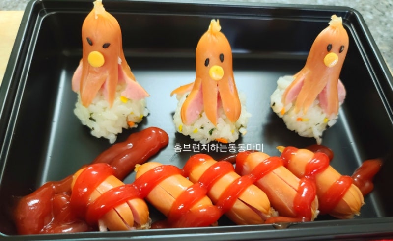 문어소세지 유부초밥 초등 소풍도시락 만들기 만드는법 비엔나 소세지 소시지 문어 요리 네이버 블로그