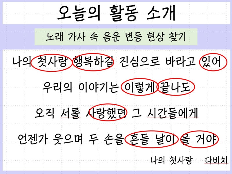 교단일기 고등학교 국어 연구 수업 음운의 변동 네이버 블로그