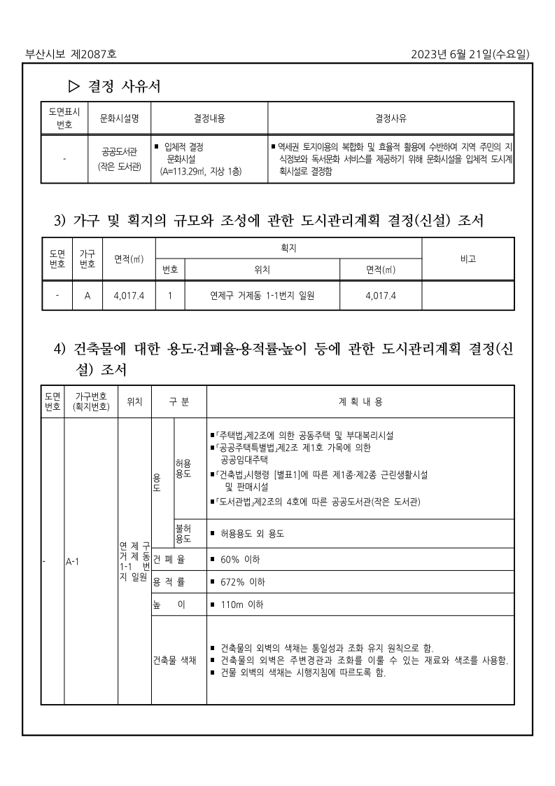 도시관리계획교대역1 준주거복합 지구단위계획구역 및 지구단위계획 결정 및 지형도면 고시 연제구 거제동 1 1번지 일원