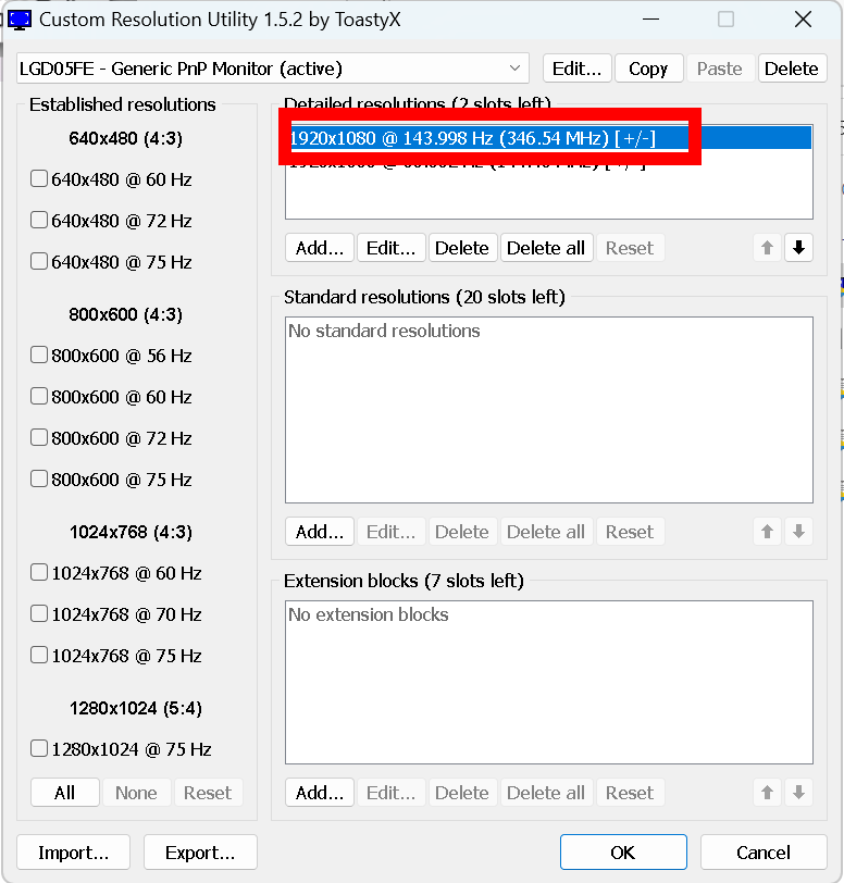 모니터 주사율 설정 변경 및 확인 방법, CRU (Custom Resolution Utility) : 네이버 블로그