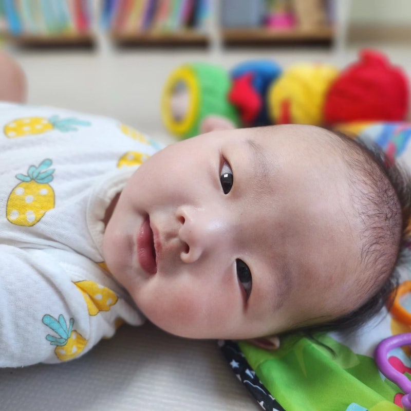 배밀이 시기 연습 4개월 아기 대근육발달 놀이 네이버 블로그
