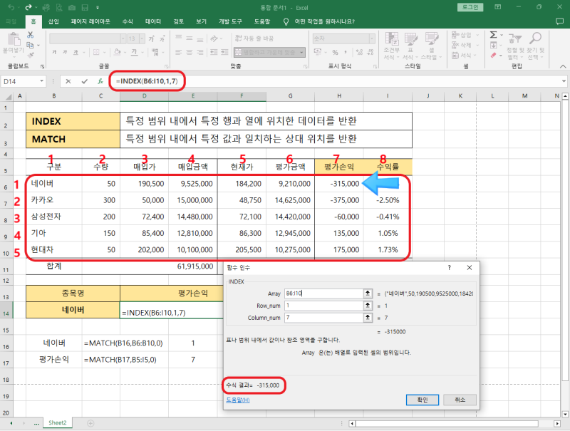 엑셀 Index Match 함수 사용 방법 어렵지 않아요 네이버 블로그