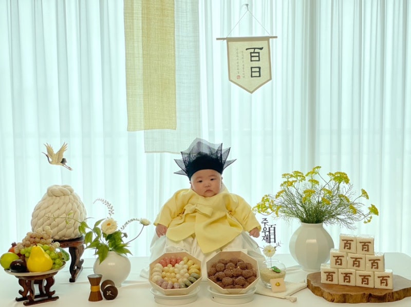 육아일기 우리아기 집에서 셀프로 찍어준 백일 상차림 대여 후기 Feat 정윤백일상 네이버 블로그
