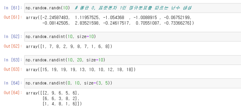Python 강의 7. 넘파이 numpy 파이썬 라이브러리 패키지 총정리 배열 난수 생성 shuffle choice rand ...