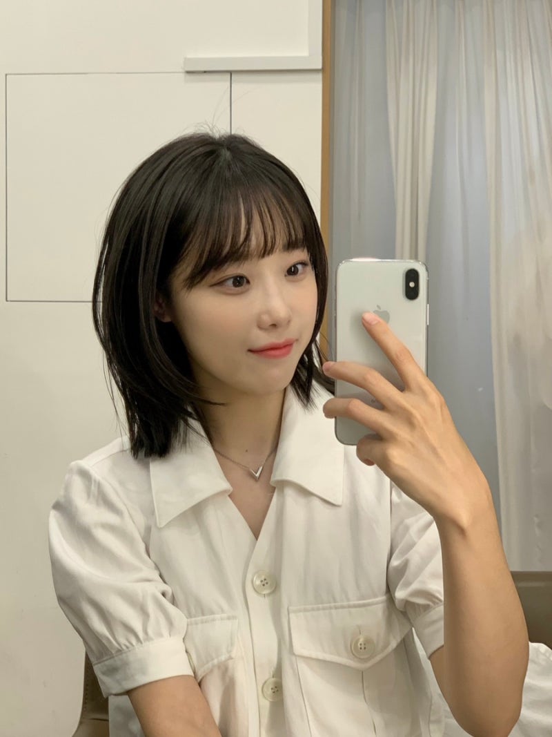 아이유 윈터 중단발 레이어드컷 태슬 허쉬컷 + 톤다운 매트브라운 애쉬 쿨톤 염색 : 강남역 미용실 차홍룸 최유미 : 네이버 블로그