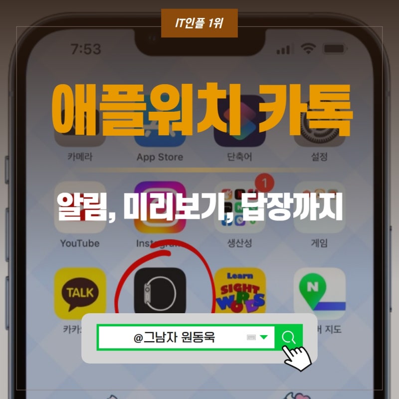 애플워치 카카오톡 카톡 알림 답장 미리 보기 설정방법 네이버 블로그