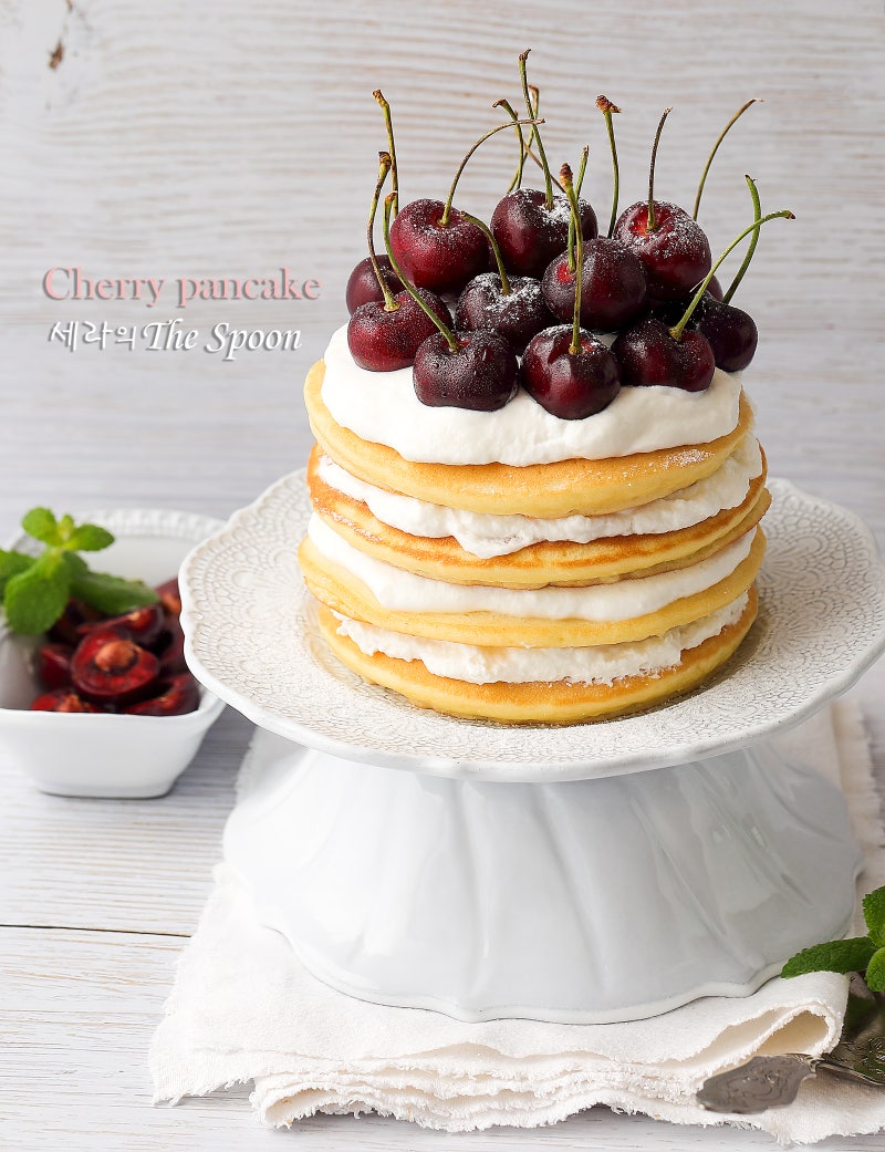 핫케이크 만들기 핫케이크 믹스 가루 요리 팬케이크 만들기/7월제철과일 체리 생크림케이크 생일케이크 : 네이버 블로그