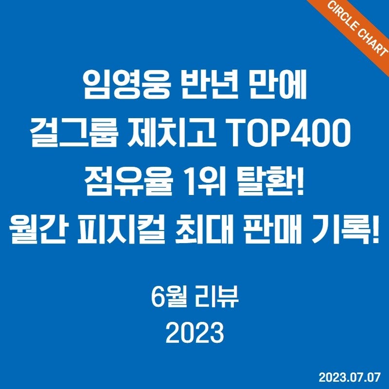 임영웅, 6월 가수별 써클지수 점유율 TOP400 1위 : 네이버 블로그