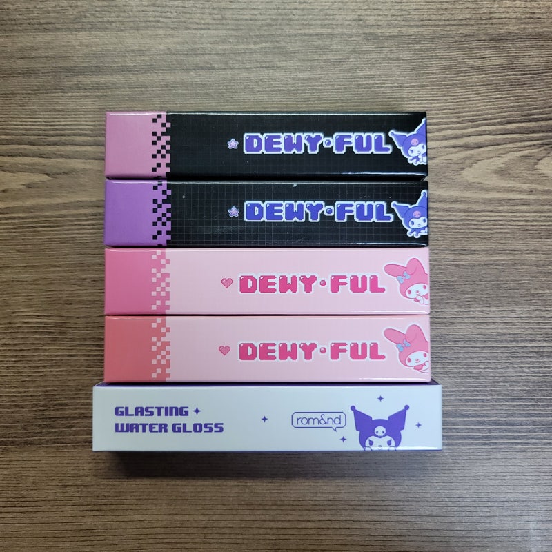 롬앤 산리오 틴트 4종 And 글래스팅 워터글로즈 쿠로미 커스터드모브 And 치키타로 마이멜로디 치어리핑크 And 멜로우슈가