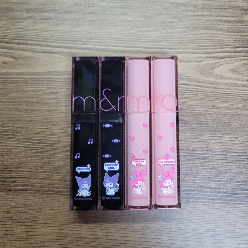 롬앤 산리오 틴트 4종 And 글래스팅 워터글로즈 쿠로미 커스터드모브 And 치키타로 마이멜로디 치어리핑크 And 멜로우슈가