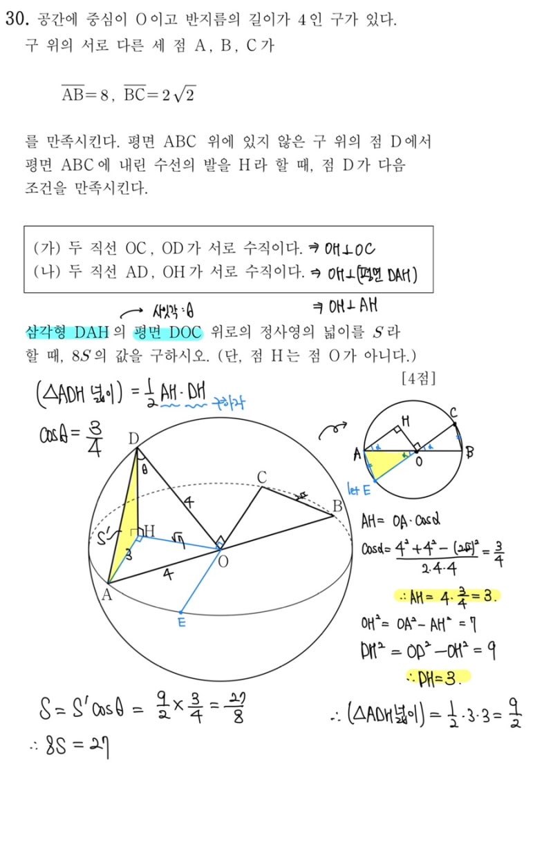고37모 2023년 7월 모의고사 수학 문제풀이 해설 확통 미적분 기하~30번 네이버 블로그
