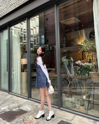 장원영 사복 데님 원피스 코디룩 어디꺼 미우미우 Miumiu 네이버 블로그