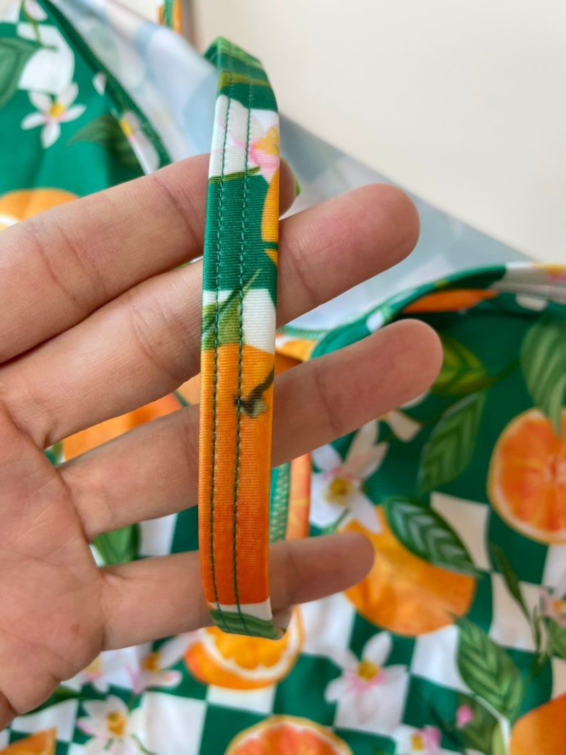 [리뷰] 딜라잇풀 수영복 / Orange checkers - Tropical Green (트로피컬 그린) : 네이버 블로그