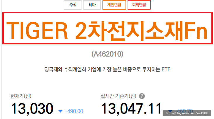 TIGER 2차전지소재fn ETF 분석 (Ft. TIGER 2차전지테마 및 KRX 2차전지 K-뉴딜 비교) : 네이버 블로그