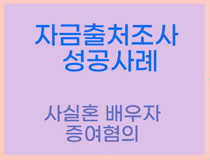 송파 상속증여전문세무사 자금출처조사 성공사례사실혼 배우자 증여추징세액 0원