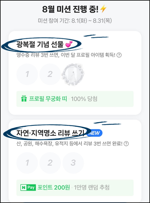 네이버 영수증리뷰 적립으로 포인트 얼마나 모일까 8월 이벤트 네이버 블로그