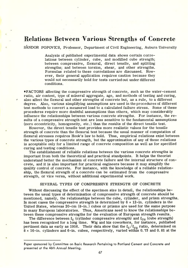 콘크리트 압축강도, 휨강도 환산자료(ACI 435) : 네이버 블로그