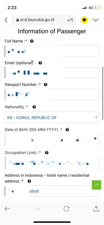 발리여행준비 인도네시아 입국서류 전자세관신고서 방법 1분만에 끝내기 네이버 블로그