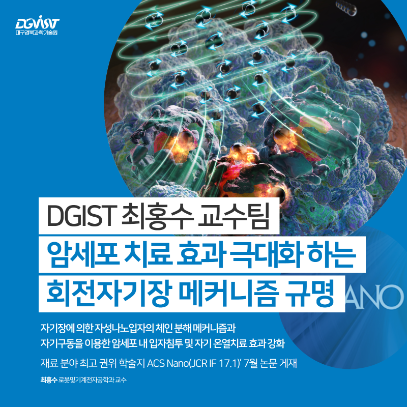 DGIST 최홍수 교수팀. 자성나노치료제로 암세포 치료 효과를 극대화 하는 회전자기장 메커니즘 규명 : 네이버 블로그