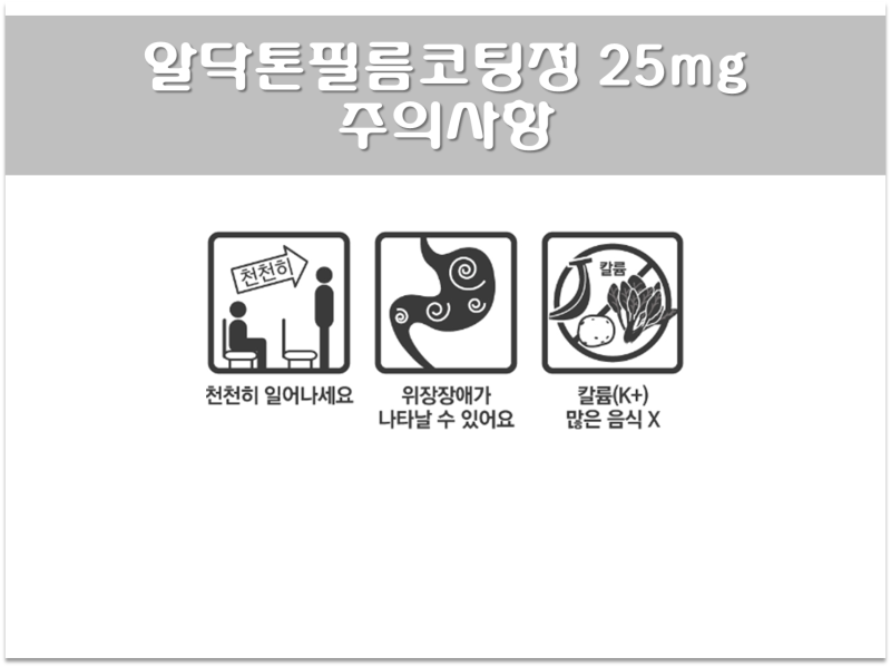 알닥톤 알닥톤필름코팅정 25mg 이뇨제 부종 고혈압 처방 약 치료제 효능 효과 성분 부작용 사용법 필름코팅정 네이버 블로그