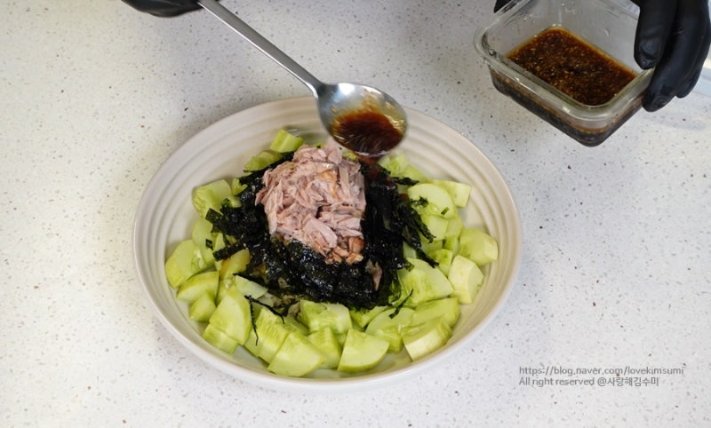 오이참치비빔밥 칼로리 낮은 다이어트 참치오이비빔밥 참간초소스 만들기 네이버 블로그
