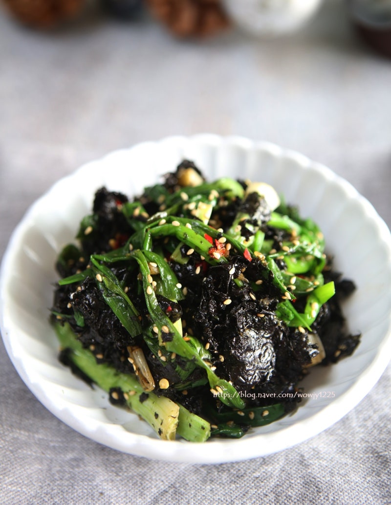 쪽파김무침 만드는법 레시피 간단한 김반찬 묵은김 눅눅한김 활용 김무침 만들기 네이버 블로그