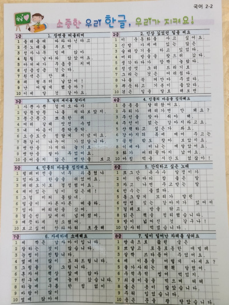 강남초등학교 2학년 2학기 한글 받아쓰기 자료 Pdf 자료 첨부 네이버 블로그
