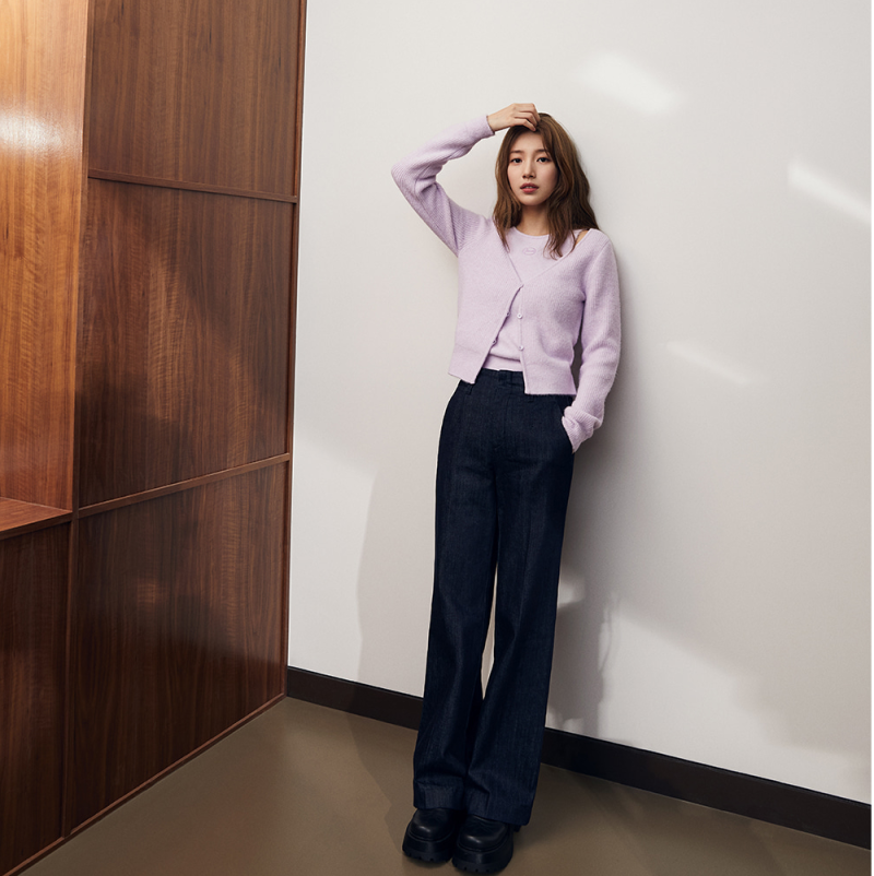 수지 23fw 게스 guess 10만원대 레이어드 가디건 스웨터 : 네이버 블로그