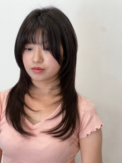 가벼운 여자 긴머리 레이어드컷 허쉬펌 성형컷 만드는 앞머리 사이드뱅 부산 박화헤어스튜디오 네이버 블로그