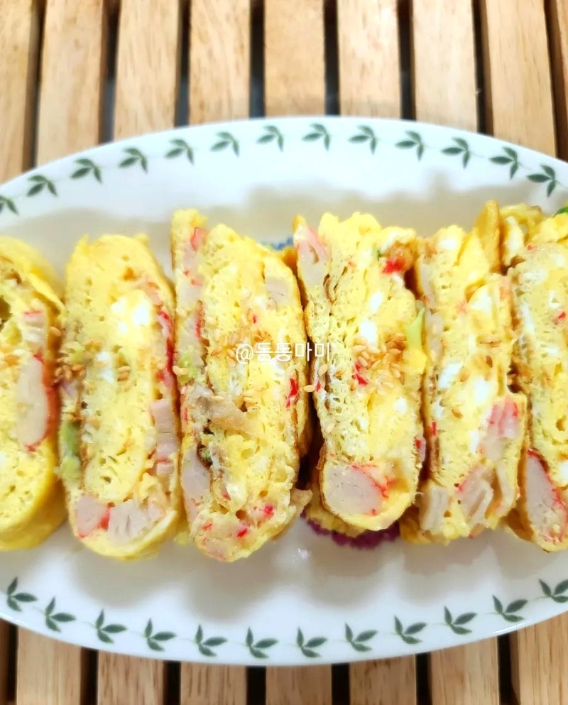 대왕계란말이 레시피 야채 게맛살 파계란말이 맛있게 만드는법 어린이 계란 반찬 네이버 블로그