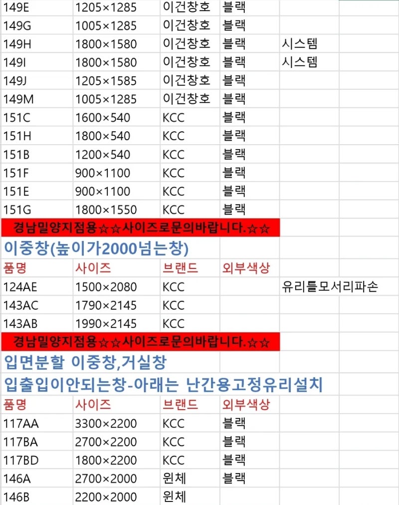 화봉건축 중고창호샷시 재고사이즈표모델하우스싱크대붙박이장신발장드레스룸현관중문포함 네이버 블로그