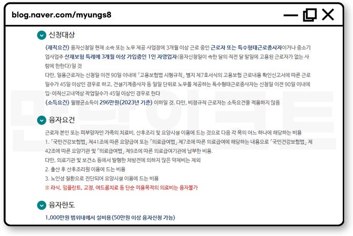 근로복지넷 대출 종류와 후기 자녀양육비 의료비 장례비 네이버 블로그