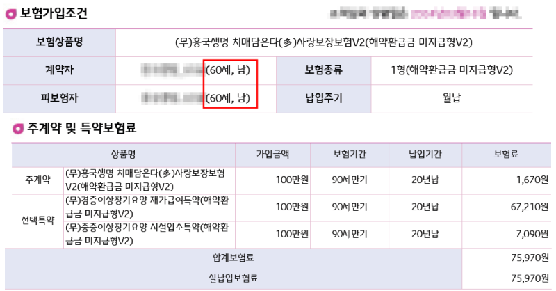 흥국생명 치매담은다사랑보장보험 재가급여 100만원 Feat장기요양5등급 납입면제 네이버 블로그