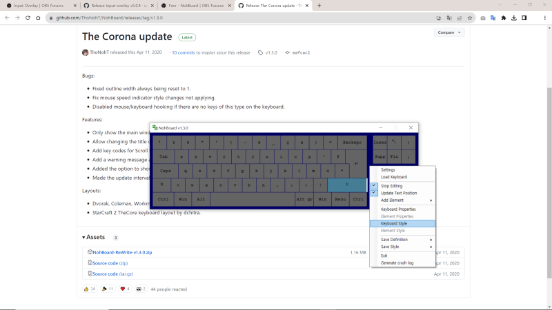 [버튜버 가이드 2] 키보드 및 마우스 오버레이를 활용한 게임 방송 팁! (AvaKit, OBS Studio, NohBoard ...