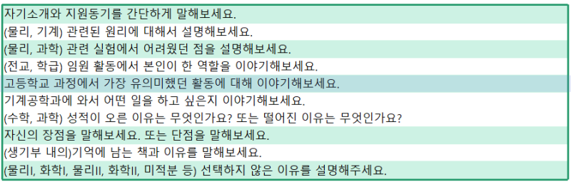 기계공학과 면접 기출 예상 질문 건국대 경희대 국민대 아주대 이화여대 중앙대 인하대 네이버 블로그