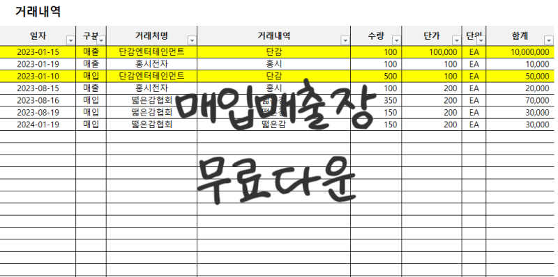 무료 다운 엑셀로 만든 매입매출장 월별 매입매출 집계 가능 간단한 매입매출장 엑셀양식 네이버 블로그