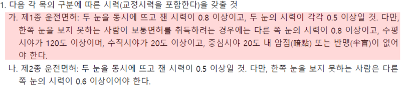 운전면허 적성검사 면허갱신 시력 및 시야기준 색각이상색약기준 네이버 블로그