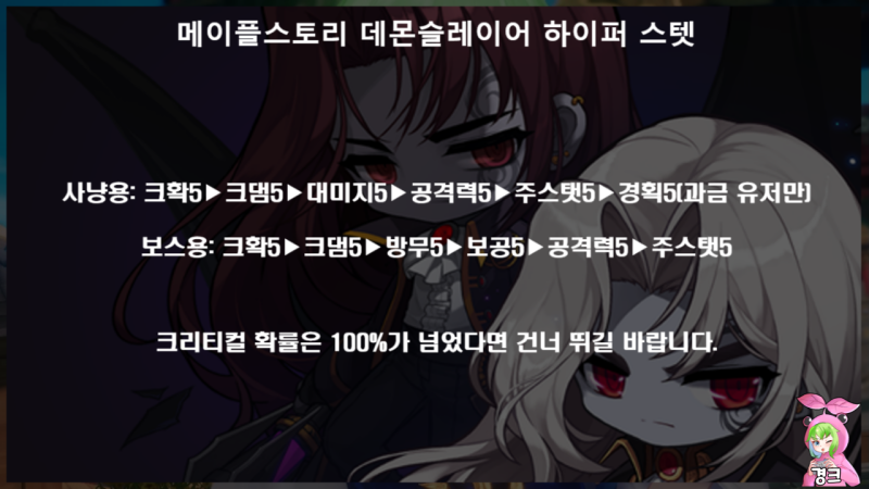 메이플스토리 데몬슬레이어데슬 스킬트리 하이퍼스탯 코어강화코강공략 네이버 블로그