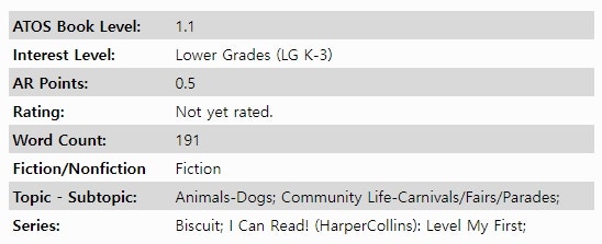 [영어원서 단어정리] Biscuit and the big parade AR지수 1.1 (AR/lexile지수비교) : 네이버 블로그