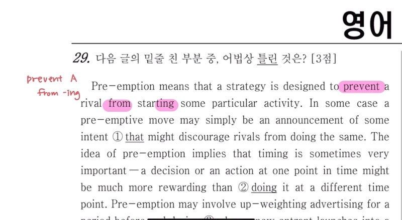 경쟁자가 시장에 들어오기 전 기업이 하는 행동 - 선매행위 2022년 11월 고2 29번 어법 영어영역 해설 : 네이버 블로그