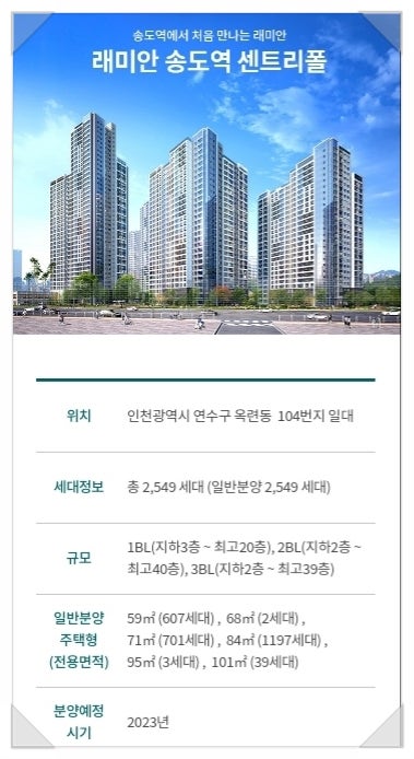 인천 옥련동 래미안 송도역 센트리폴 분양 정보와 청약 조건 등 네이버 블로그
