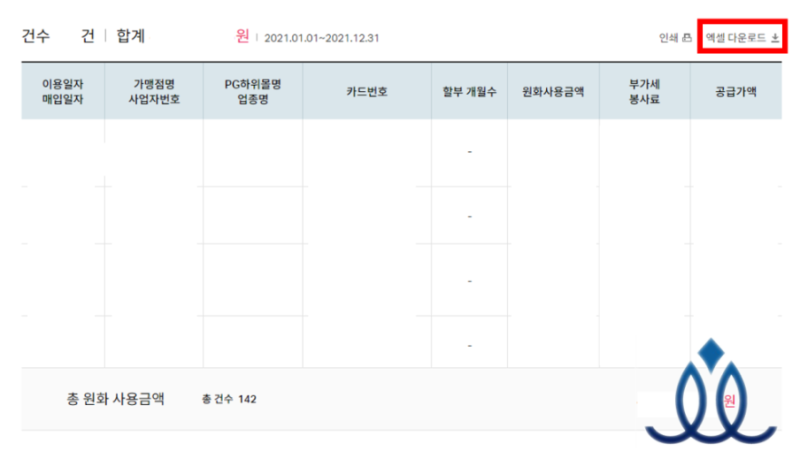 부가세 종합소득세 신고용 하나카드 카드내역 다운로드 네이버 블로그